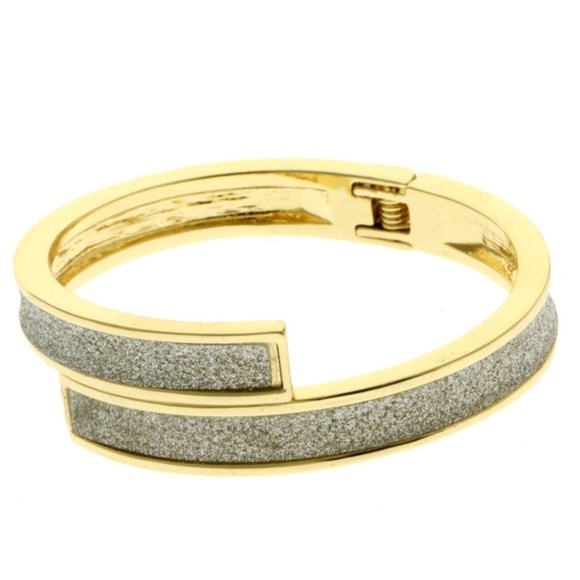 bebe | Jewelry | Bebe Hinged Overlapping Sparkly Gold Bracelet | Poshmark